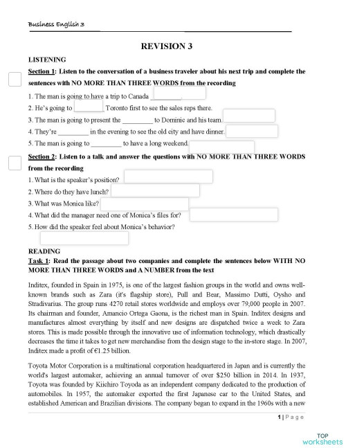 TATMCB3 - Revision 3. Interactive worksheet | TopWorksheets