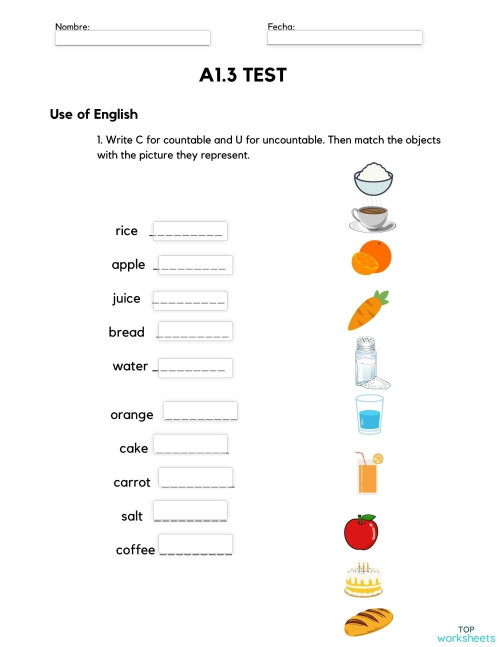 Exam A1.3 Use of English. Interactive worksheet | TopWorksheets