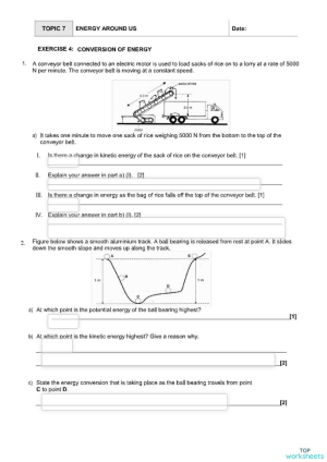 Exercise 4 Conversion of energy. Interactive worksheet | TopWorksheets
