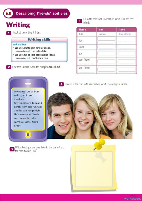 6.5 Describing friends' abilities (first). Interactive worksheet ...