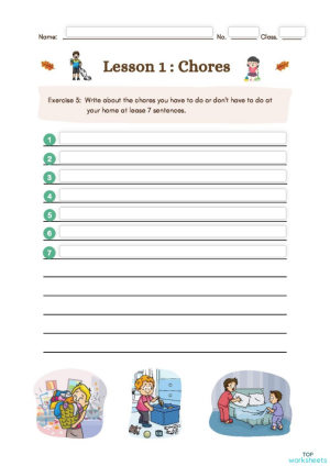 Lesson 1 (Exercise 3: Write about chores.). Interactive worksheet ...