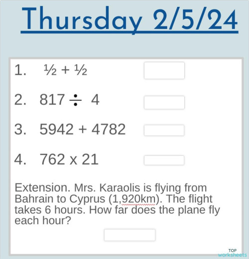 5 A Day 2nd May Thursday. Interactive worksheet | TopWorksheets