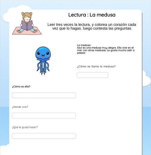 Lectura : La medusa. Ficha interactiva | TopWorksheets