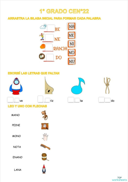 Practicamos con la letra n. Ficha interactiva | TopWorksheets