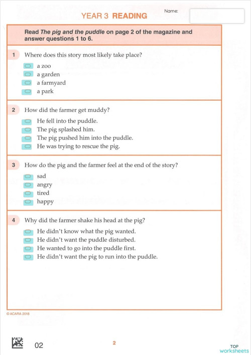 Year 3 Naplan Reading 2018. Interactive worksheet | TopWorksheets