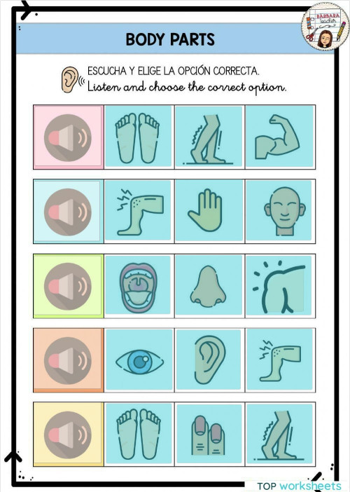 Parts of the body. Interactive worksheet | TopWorksheets