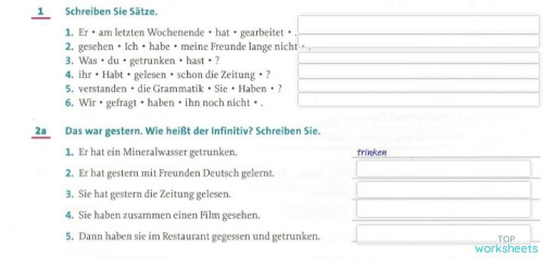 Perfekt mit haben. Interaktives Arbeitsblatt | TopWorksheets