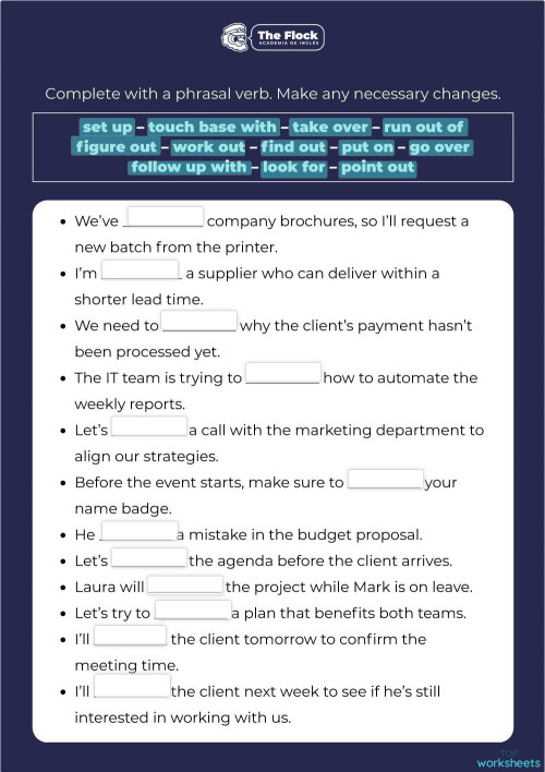 Phrasal Verbs - PART 1. Interactive worksheet | TopWorksheets