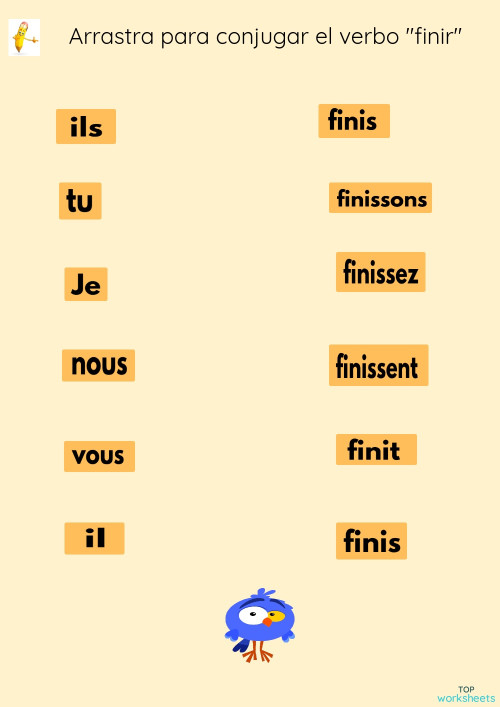 Verbe finir. Fiche interactive | TopWorksheets