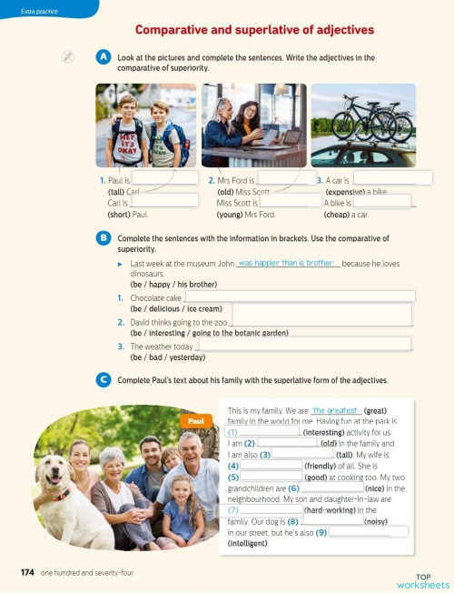Comparatives and Superlatives (Extra Practice, Page 174). Interactive ...