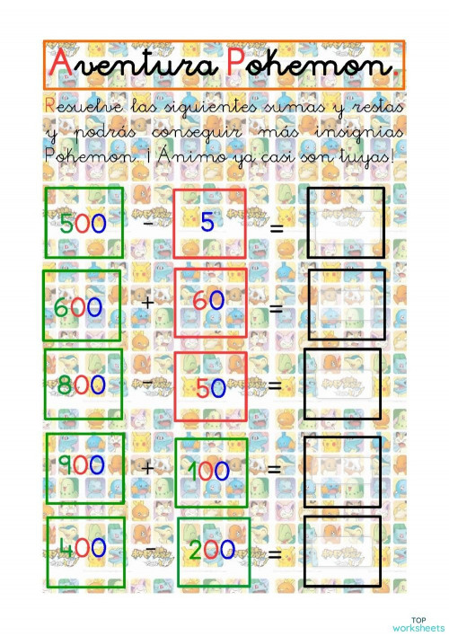 Aventura Pokemon. Ficha interactiva | TopWorksheets