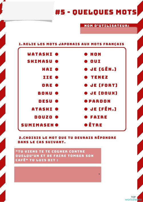 #5 - Vocabulaire. Fiche interactive | TopWorksheets