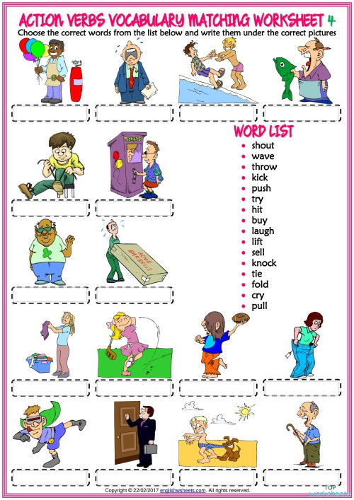 Action Verbs 4 ใบงานเชิงโต้ตอบ | TopWorksheets