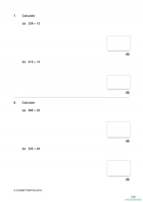 division 2. Interactive worksheet | TopWorksheets
