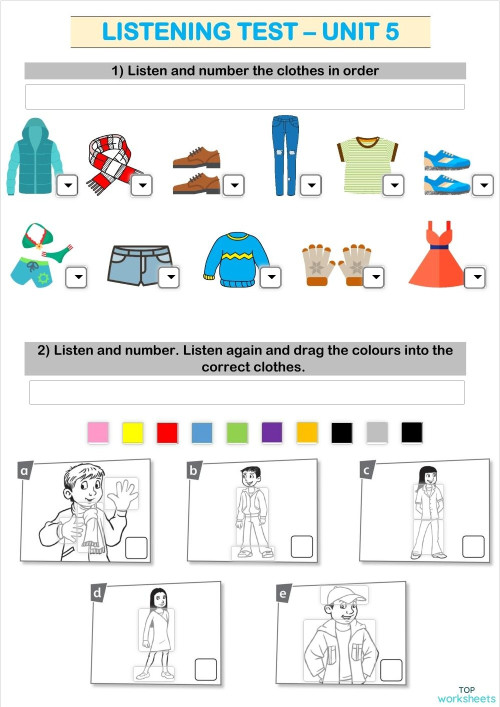 Unit 5 - LISTENING. Interactive worksheet | TopWorksheets