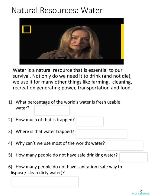 Natural Resources: Water. Interactive worksheet | TopWorksheets