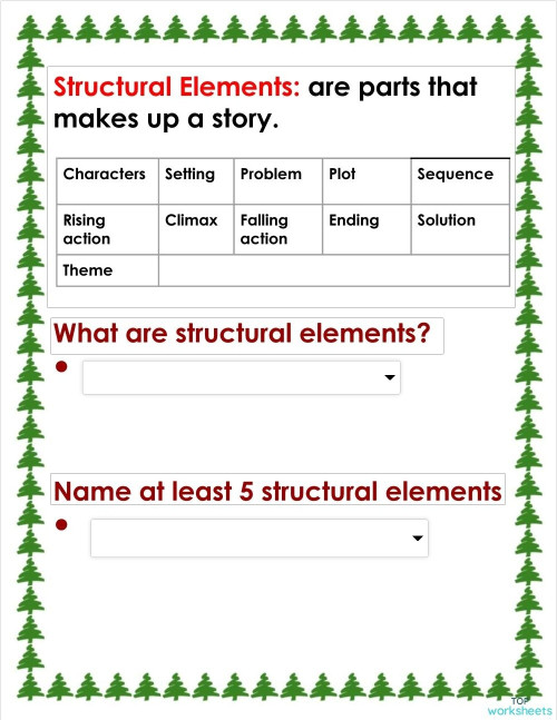 Structural Elements: Q&A Dropdown. Interactive worksheet | TopWorksheets