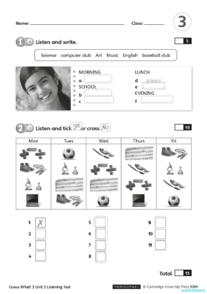 ENGLISH TEST UNIT 03 - 3RD GRADE. Interactive worksheet | TopWorksheets