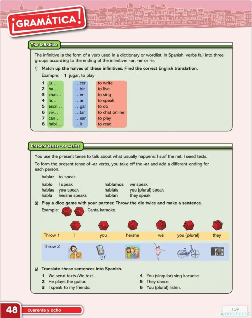 Gramática presente regular 48. Ficha interactiva | TopWorksheets