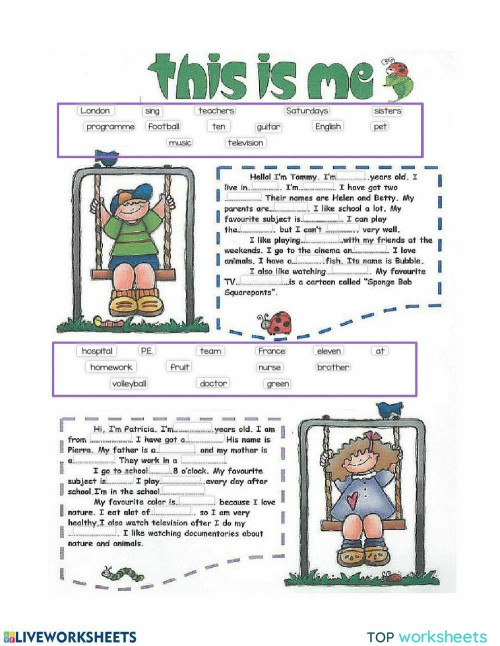 I introduce myself - This is me!. Interactive worksheet | TopWorksheets