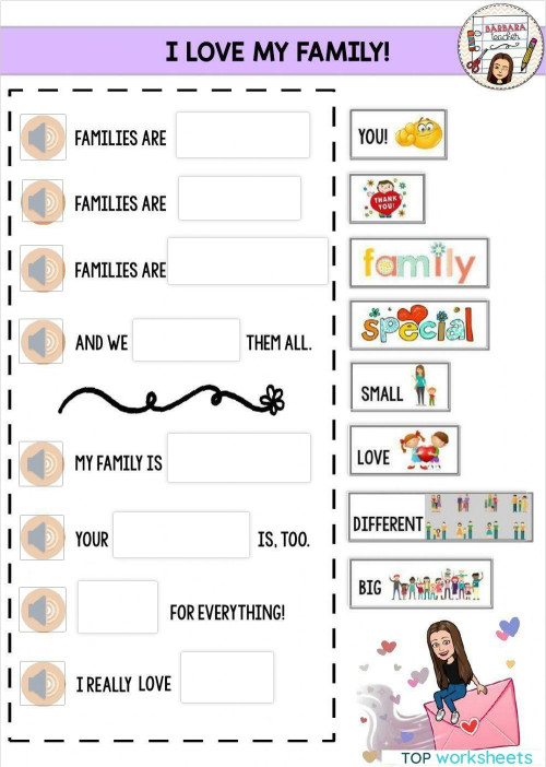 Family poem. Interactive worksheet | TopWorksheets