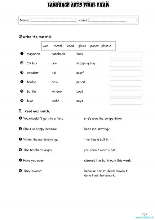 LANGUAGE EXAM FINAL EXAM. Interactive worksheet | TopWorksheets