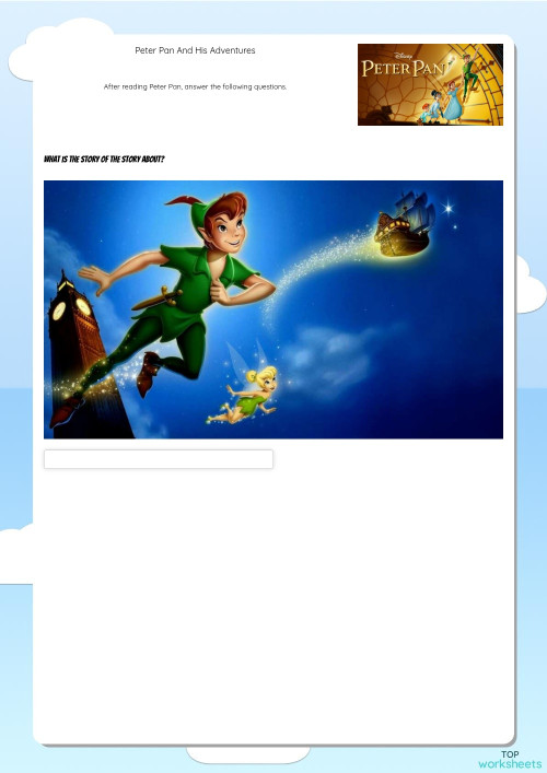 Peter Pan And His Adventures. Interactive worksheet | TopWorksheets