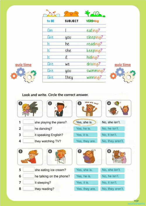 present continuous questions. Interactive worksheet | TopWorksheets