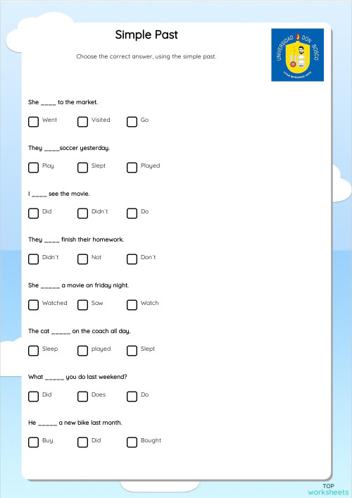 Simple Past. Interactive worksheet | TopWorksheets