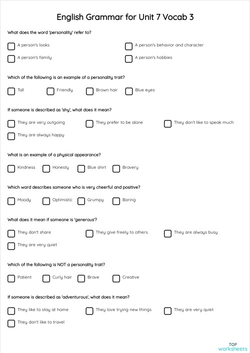 Adjectives & Nouns, Articles. Interactive worksheet | TopWorksheets