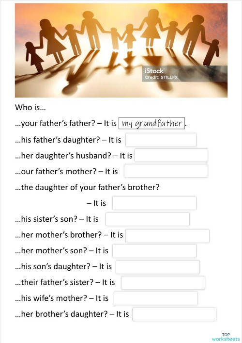 1A family chains. Interactive worksheet | TopWorksheets