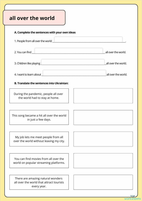 2.1 all over the world. Interactive worksheet | TopWorksheets