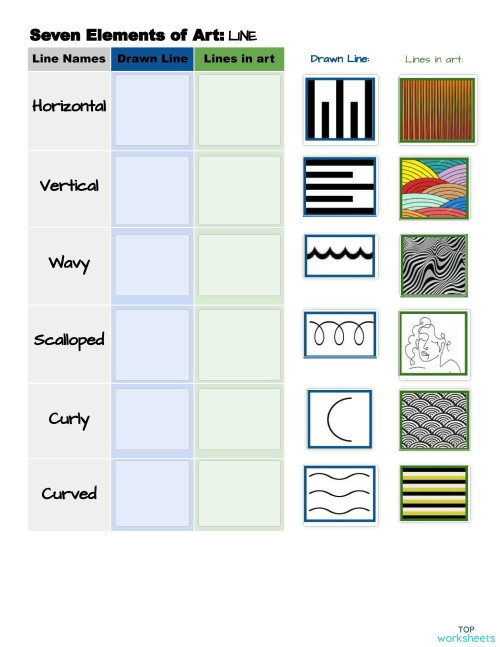 2nd Grade: Line Assessment: matching. Interactive worksheet | TopWorksheets