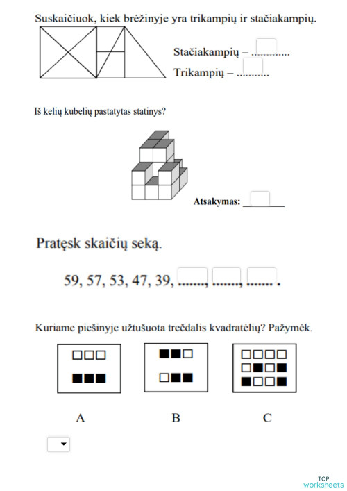 Matematika. Interactive worksheet | TopWorksheets