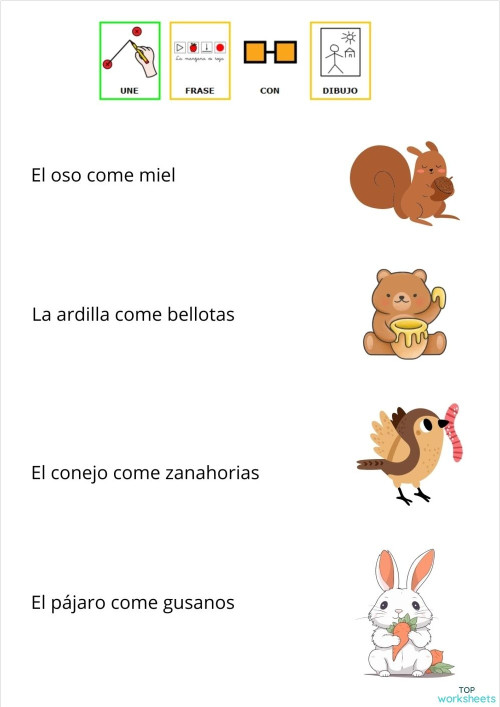 QUÉ COMEN LOS ANIMALES DEL BOSQUE 1 BOSQUE 1. Ficha interactiva ...