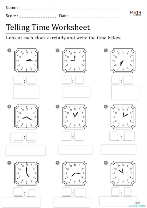 TELLING THE TIME ACTIVITY. Interactive worksheet | TopWorksheets
