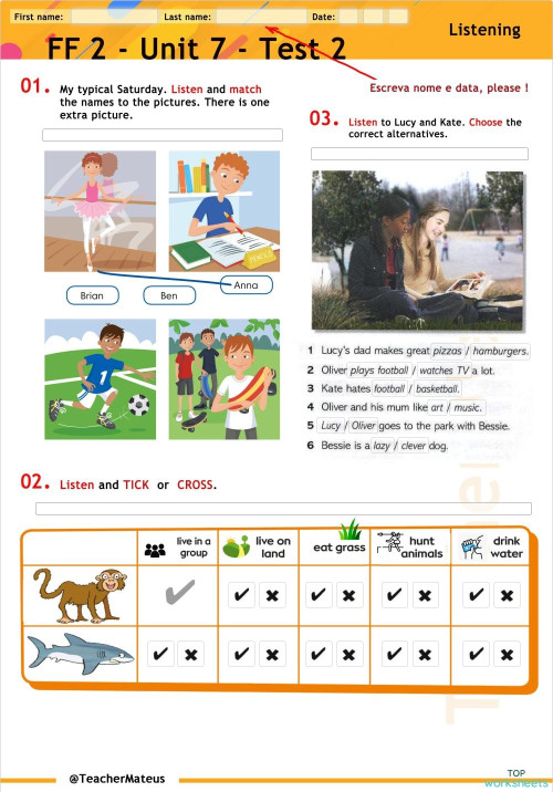 FF 1 - Unit 12 - 1 - Food - Listening. Interactive worksheet ...