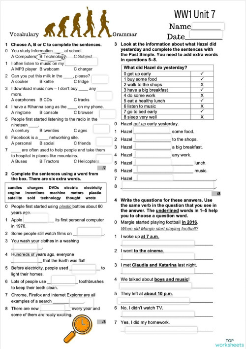 WW1 Unit 7. Interactive worksheet | TopWorksheets