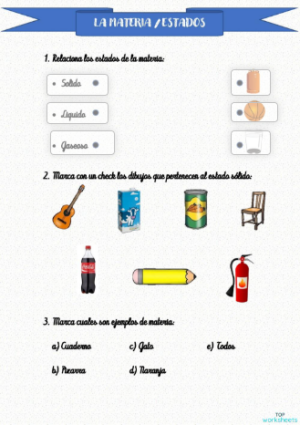 ESTADOS DE LA MATERIA. Ficha interactiva | TopWorksheets