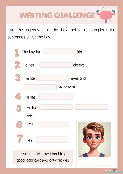 Writing challenge- physical appearance. Interactive worksheet ...