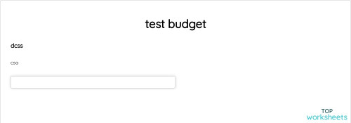 test budget. Interactive worksheet | TopWorksheets