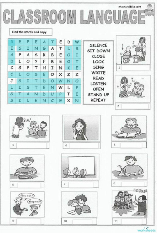 CLASSROOM LANGUAGE. Interactive worksheet | TopWorksheets