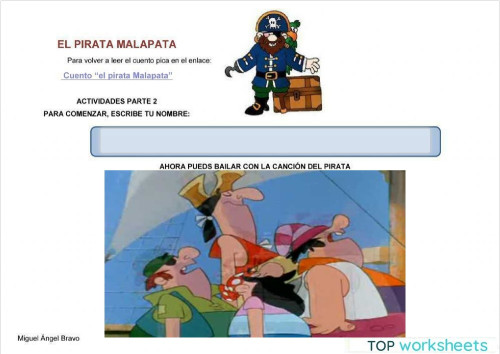 EL PIRATA MALAPATA (parte 2). Ficha interactiva | TopWorksheets