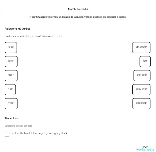 Match the verbs. Interactive worksheet | TopWorksheets