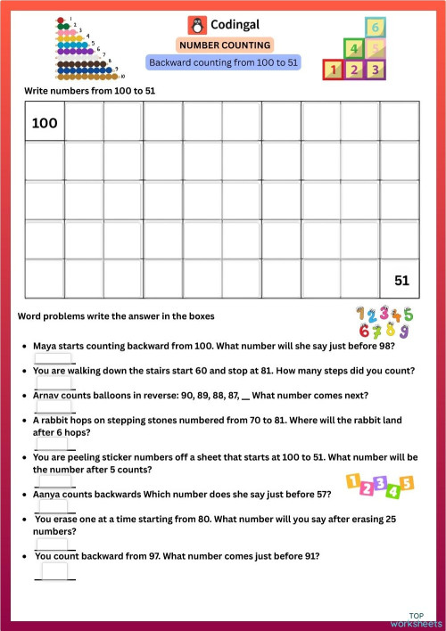 M_G01M02L07_WE02_ Forward_and_Backward_Counting_(51-100)_6. Interactive worksheet | TopWorksheets