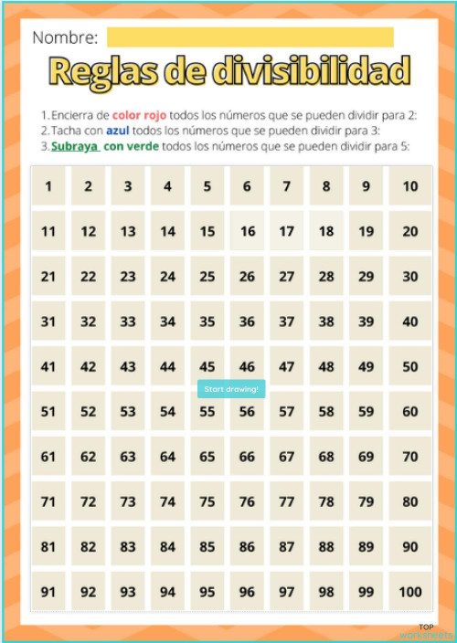 Reglas de divisibilidad 1. Ficha interactiva | TopWorksheets