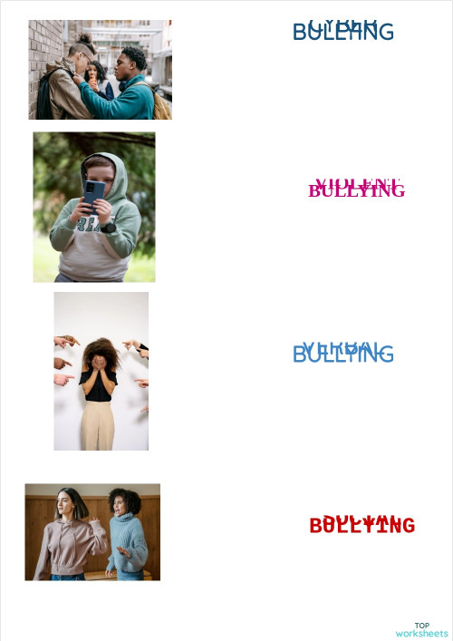 JOIN WORDS BULLYING THEME. Interactive worksheet | TopWorksheets