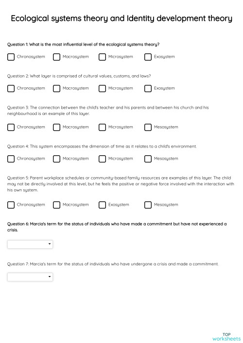 Ecological systems theory and Identity development theory. Interactive ...