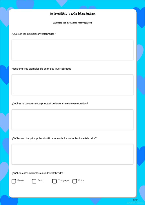 animales invertebrados. Ficha interactiva | TopWorksheets
