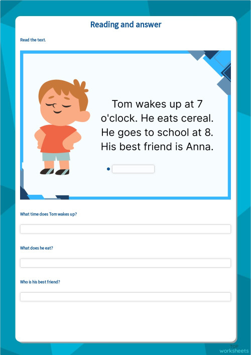 Reading comprehension A1. Interactive worksheet | TopWorksheets